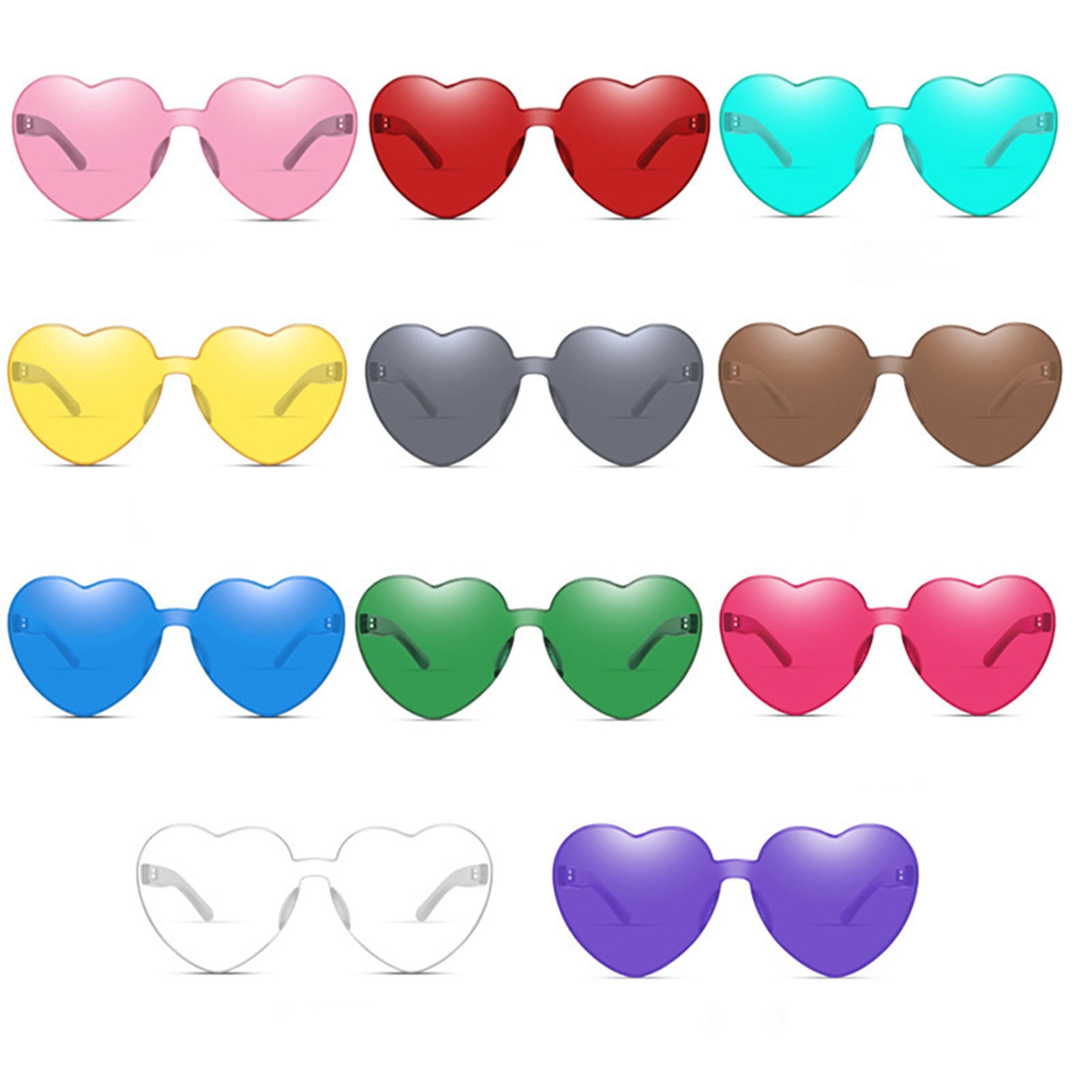 Waroomhouse Lady Sunglasses Eye Protection Solid Color Cute Heart Shape Transparent Outdoor ...