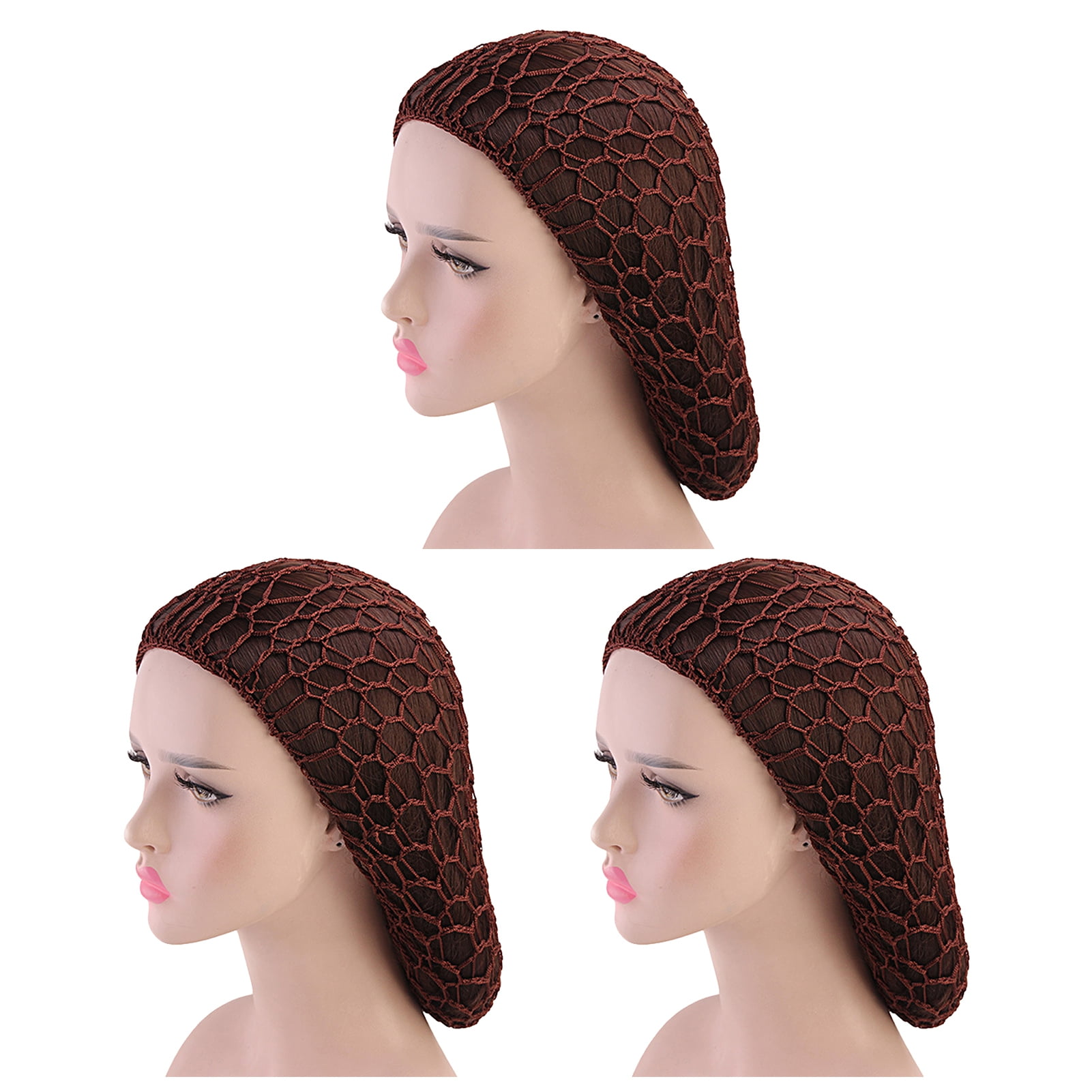 Waroomhouse Long Hair Net Cover Crochet Hair Net 3 Pcs Mesh Hair Net ...