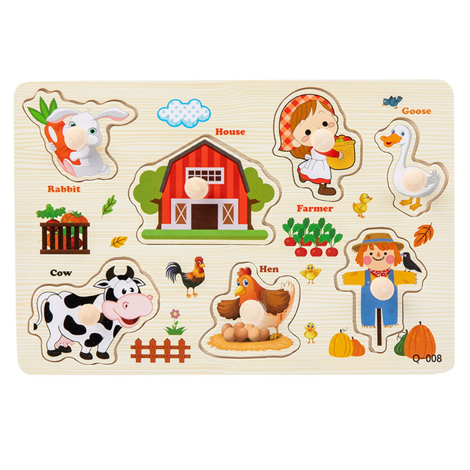 Waroomhouse Matching Puzzle Fruit Animal Pattern Puzzle Game Wooden ...