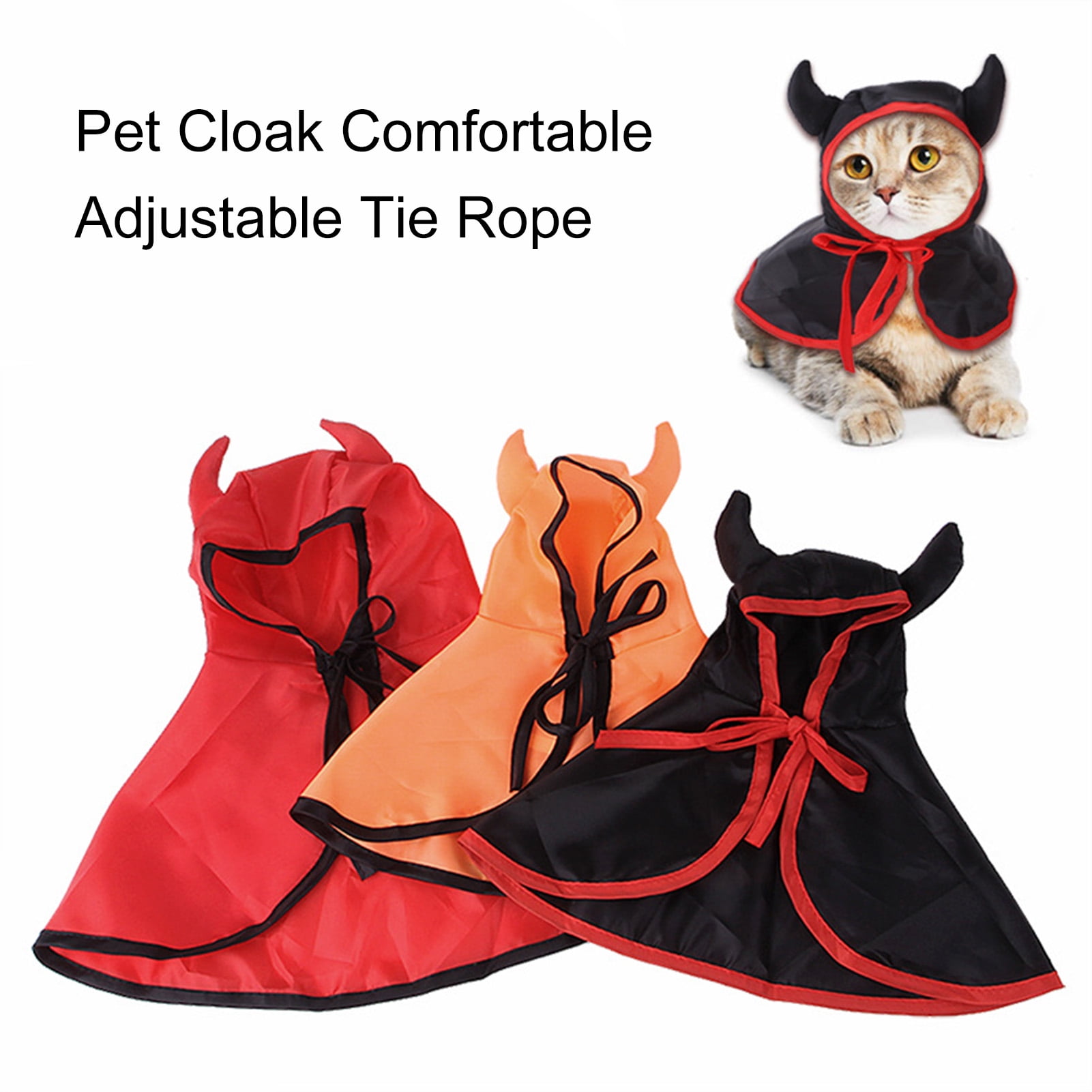Waroomhouse Pet Cloak Comfortable Adjustable Tie Rope Devil's Horn ...