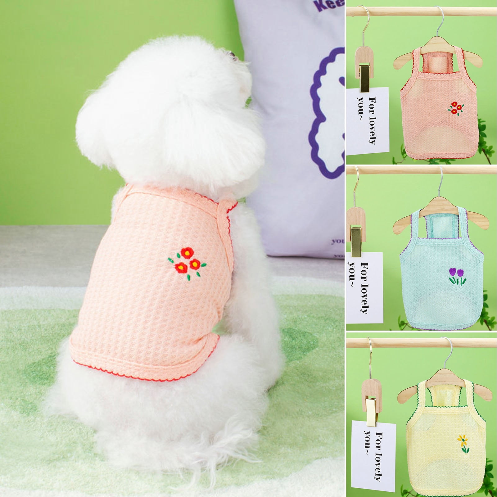 Waroomhouse Pet Vest Square Neck Adorable Comfortable Soft Flower ...