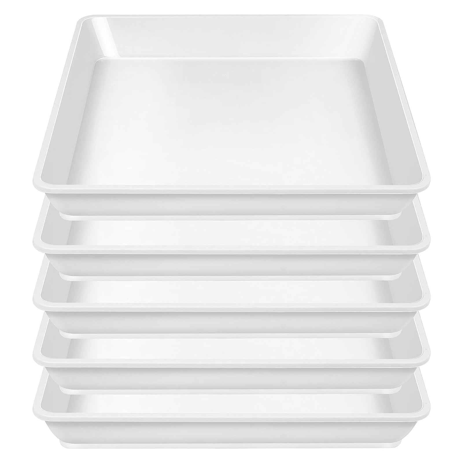 Waroomhouse Plastic Tray for Plants Square Plastic Plant Tray Set 5 ...