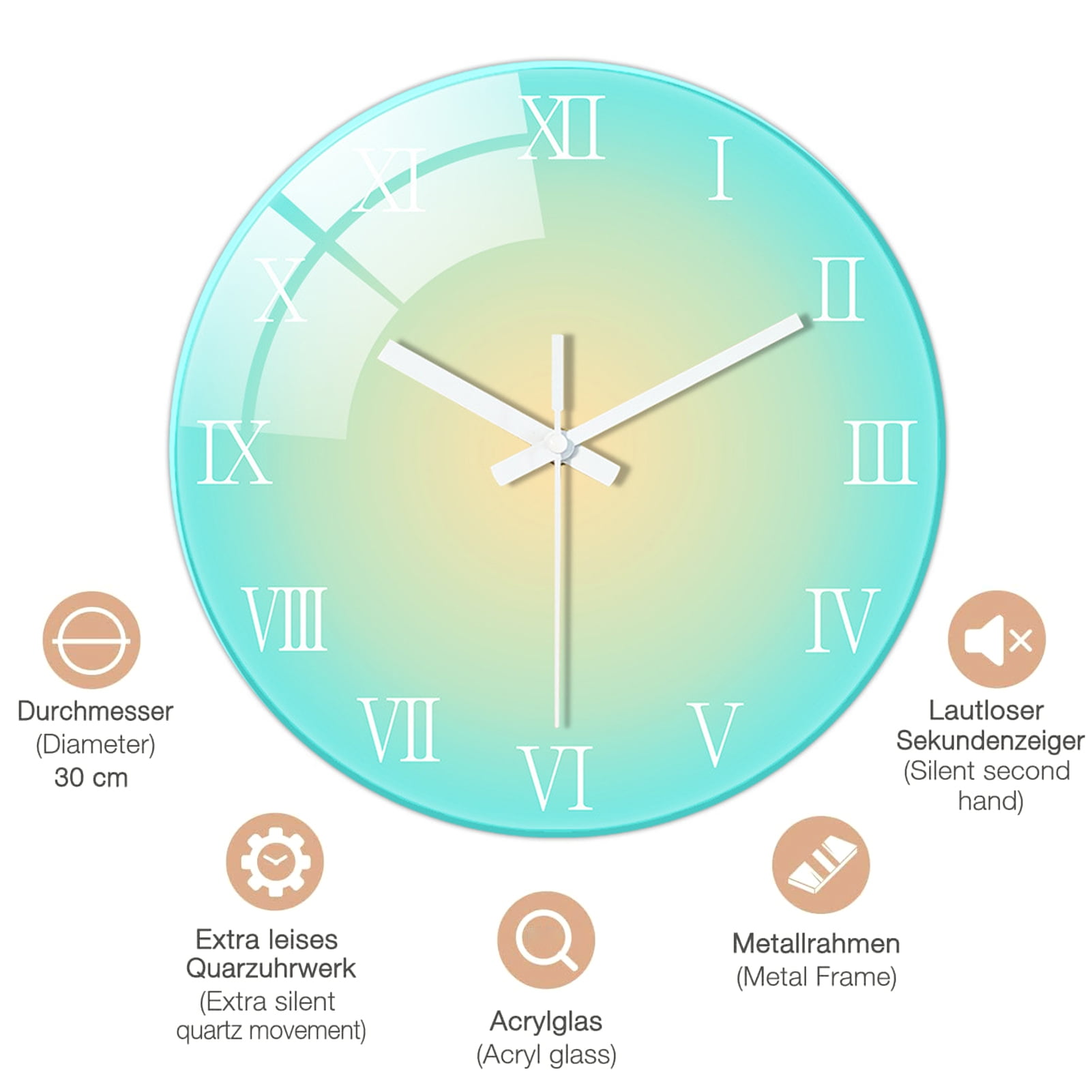 Waroomhouse Quiet Quartz Clock Radio Controlled Wall Clock Wall Clock ...