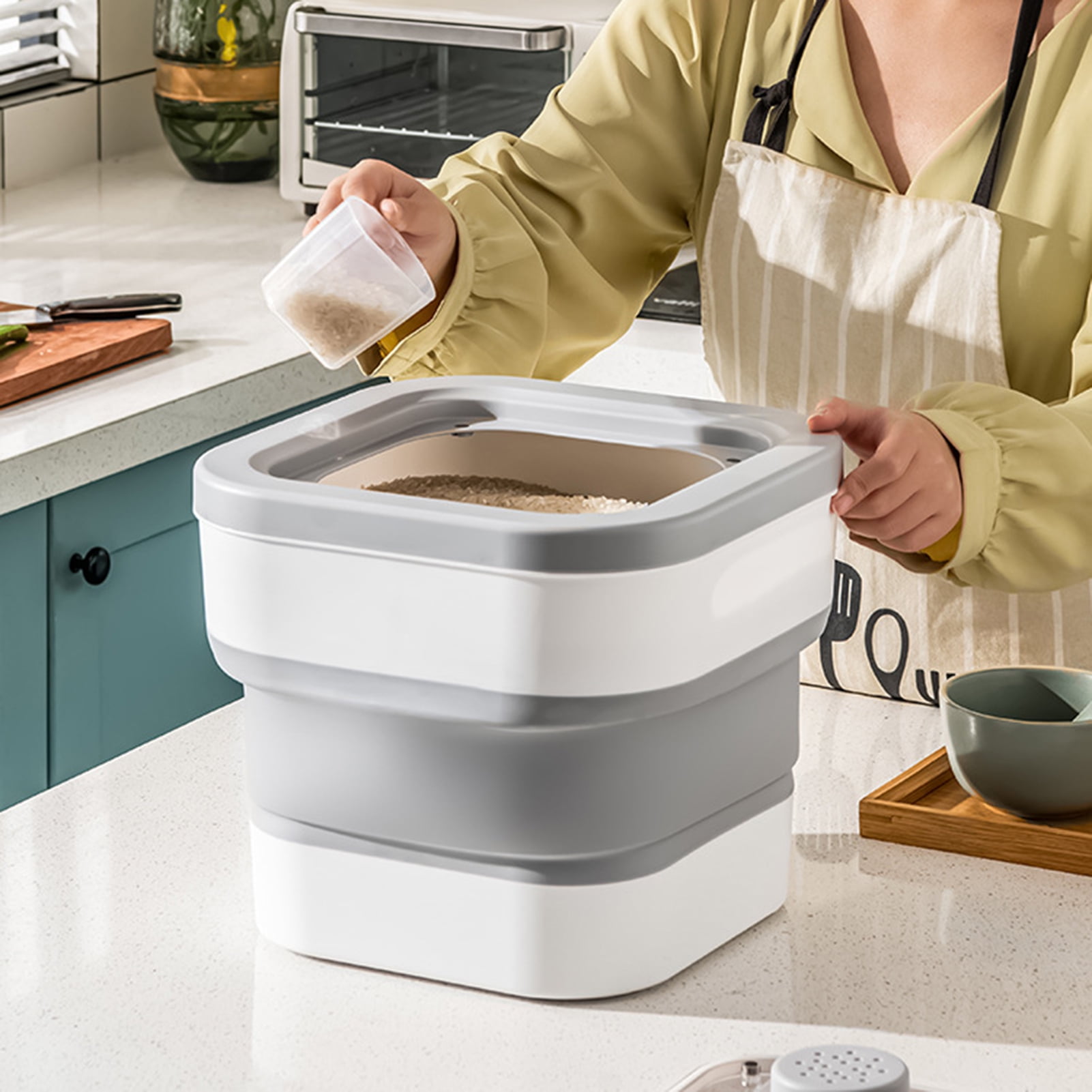 Waroomhouse Rice Container Moisture-proof Collapsible Acrylic Cereal ...