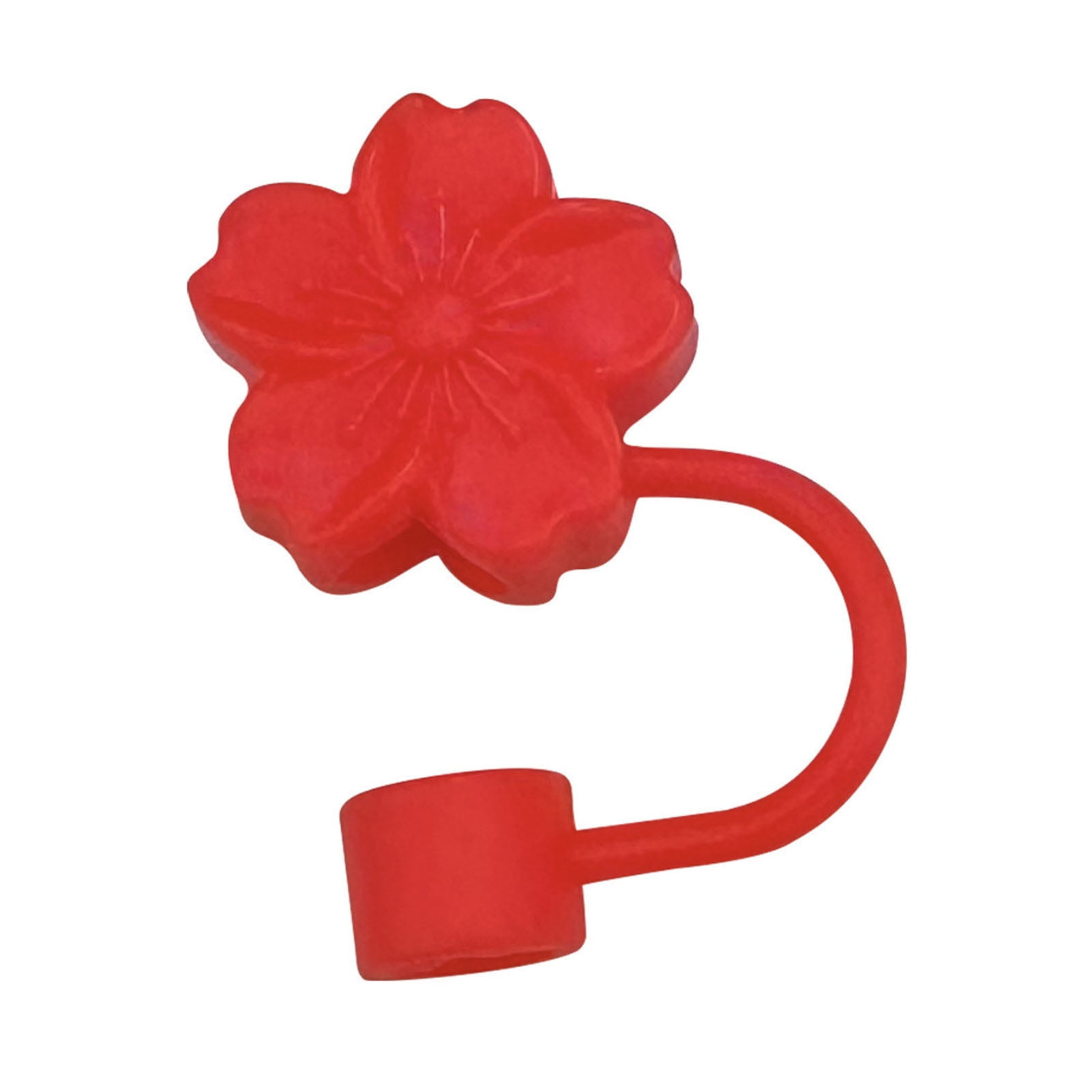 Waroomhouse Silicone Straw Cover Cap 10mm Peach Blossom Pattern - Straw ...