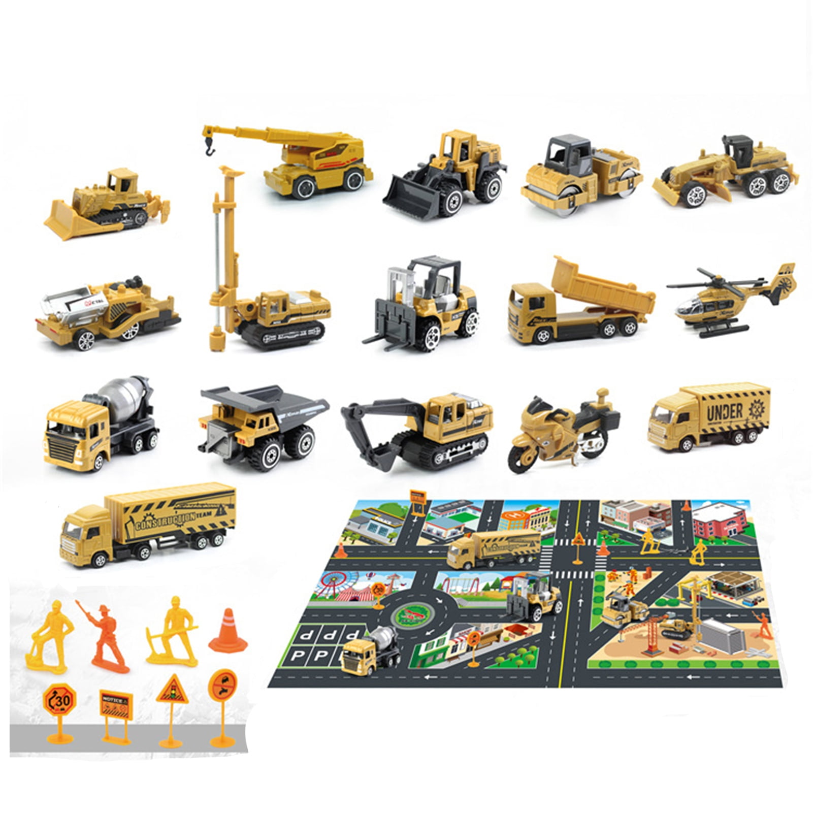 Waroomhouse Toddlers Car Model Construction Truck Toy 16pcs/set 1 64 Construction Vehicle Toy ...