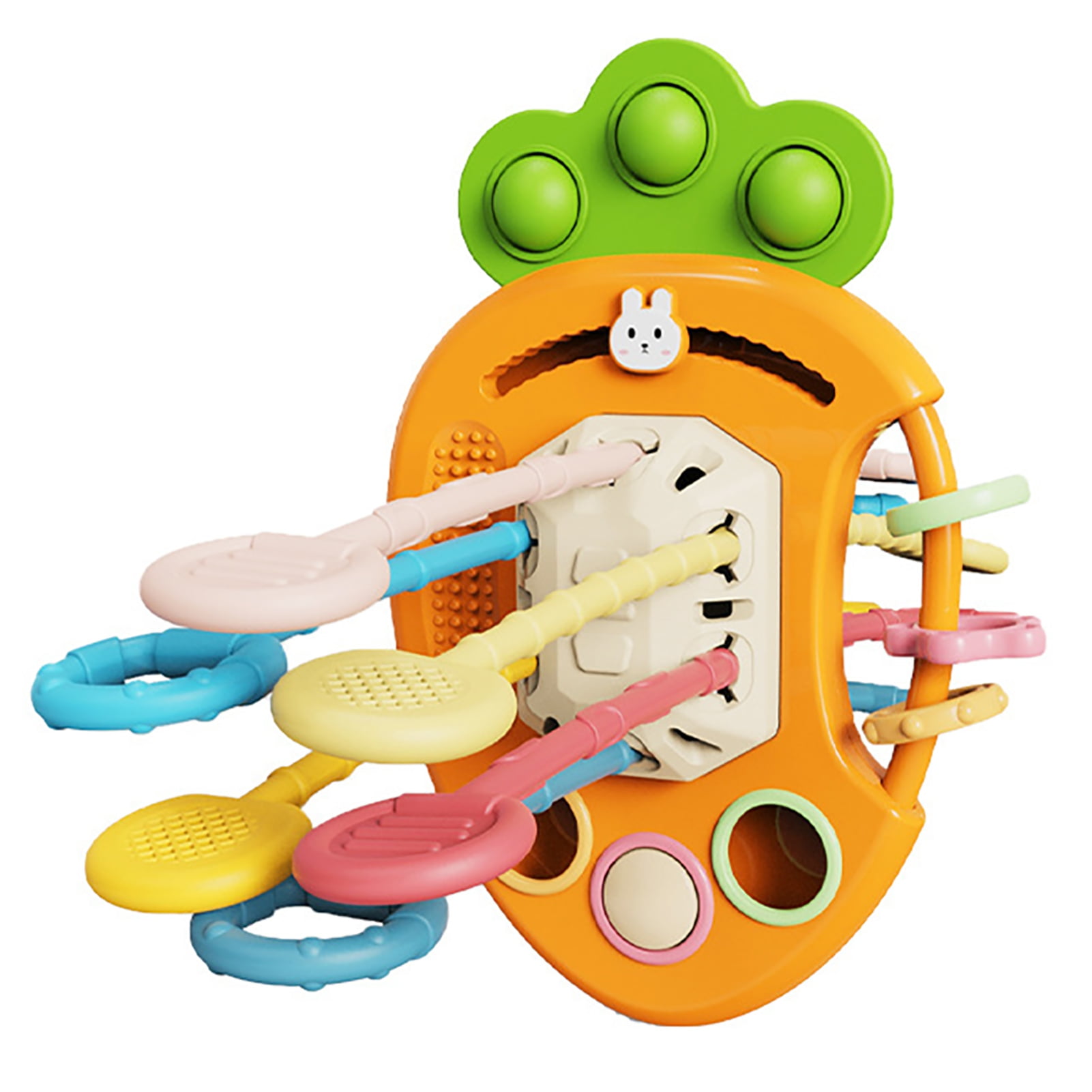 Waroomhouse Touch Grasp Toy for Infants Carrot Shape Baby Pulling Toy with Sounds Vibrations ...