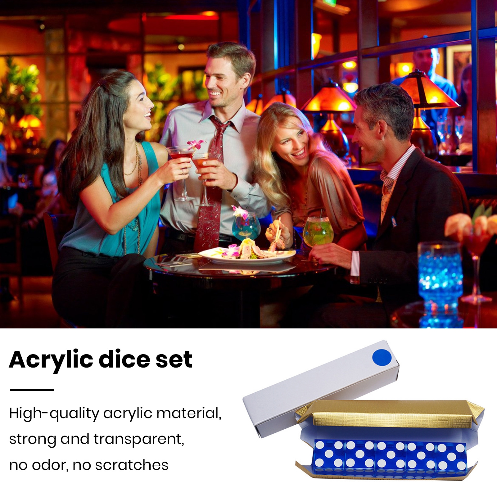 Waroomhouse Transparent Dice Set Colorful Dice Set Set of 5 Colorful ...