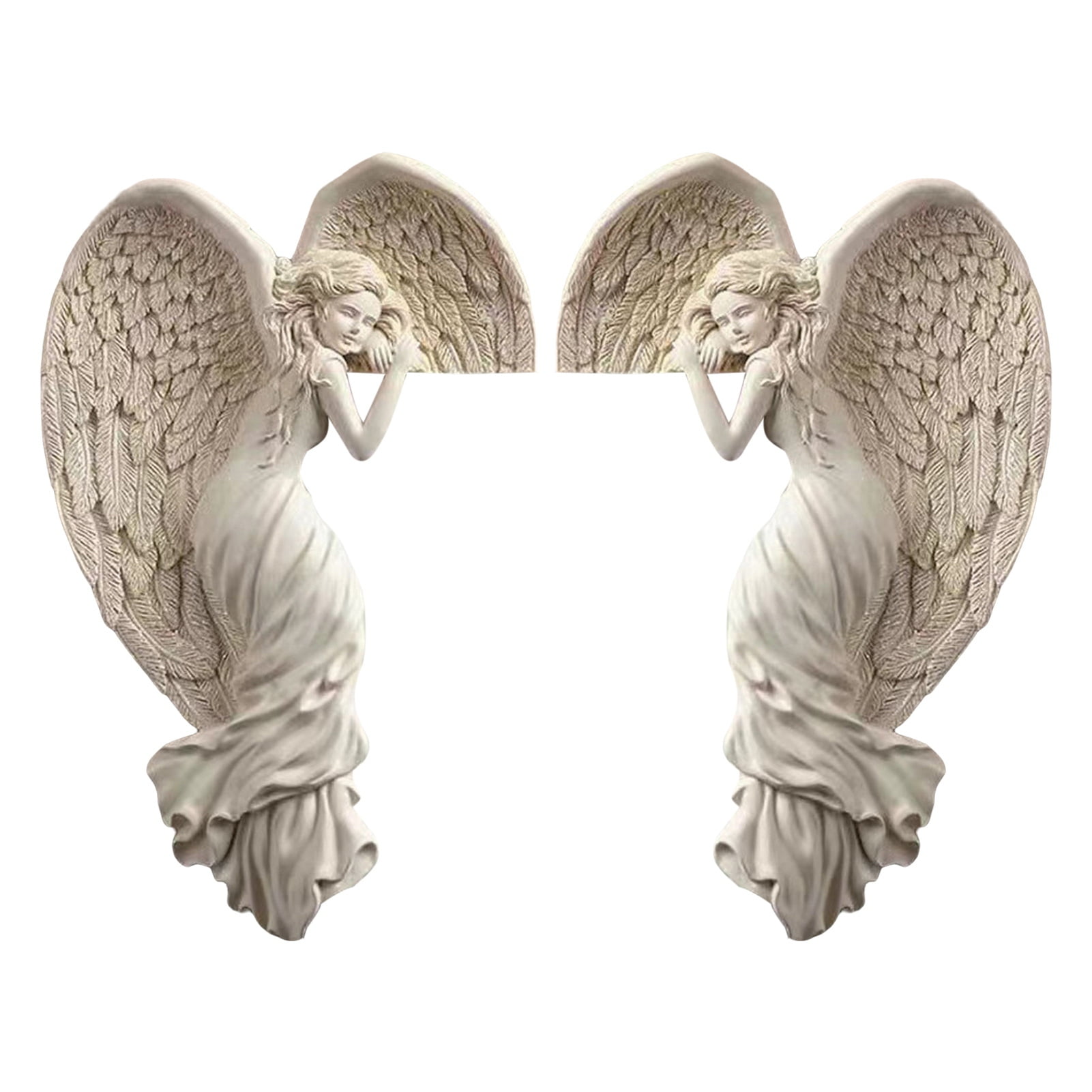 Waroomhouse Wall-mounted Angel Sculpture Door Corner Angel Statue Pair ...