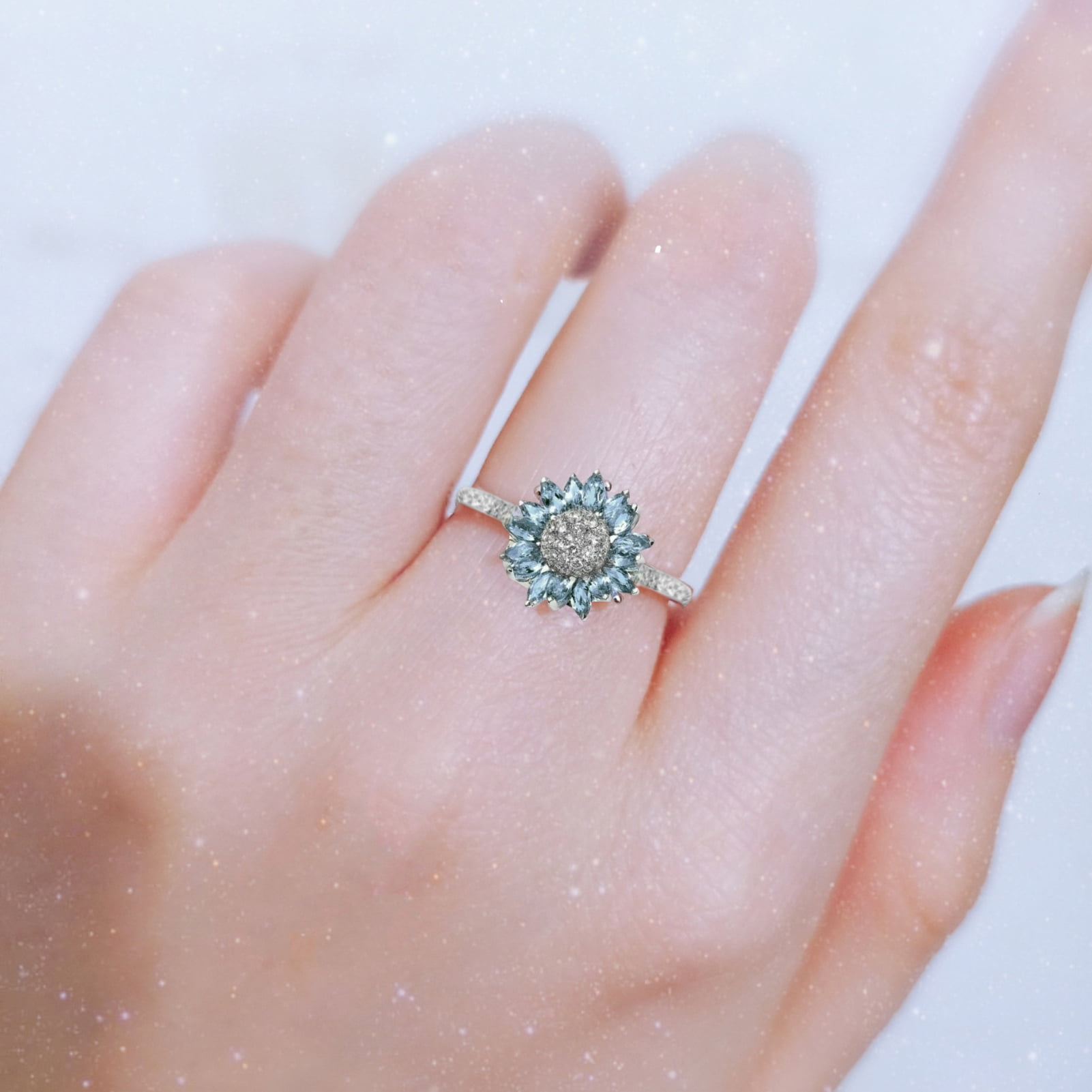 Waroomhouse Women Ring Bridal Shiny Cubic Zirconia Inlaid Sparkling ...