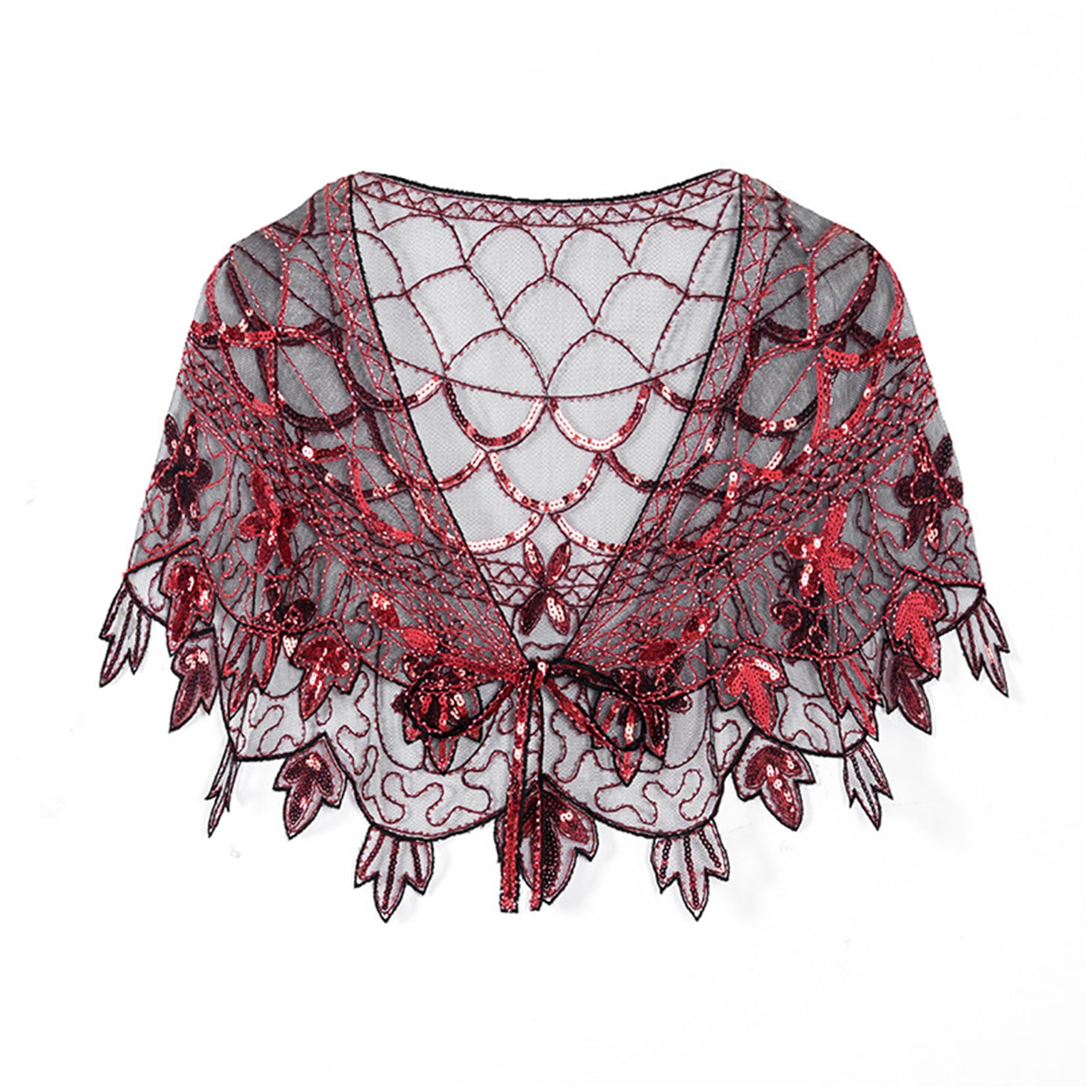 Waroomhouse Women Sequin Shawl Polyester Fabric Shawl Women Shawl ...