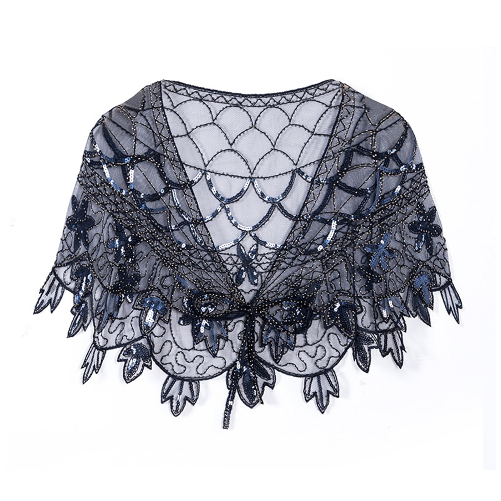 Waroomhouse Women Sequin Shawl Polyester Fabric Shawl Women Shawl ...