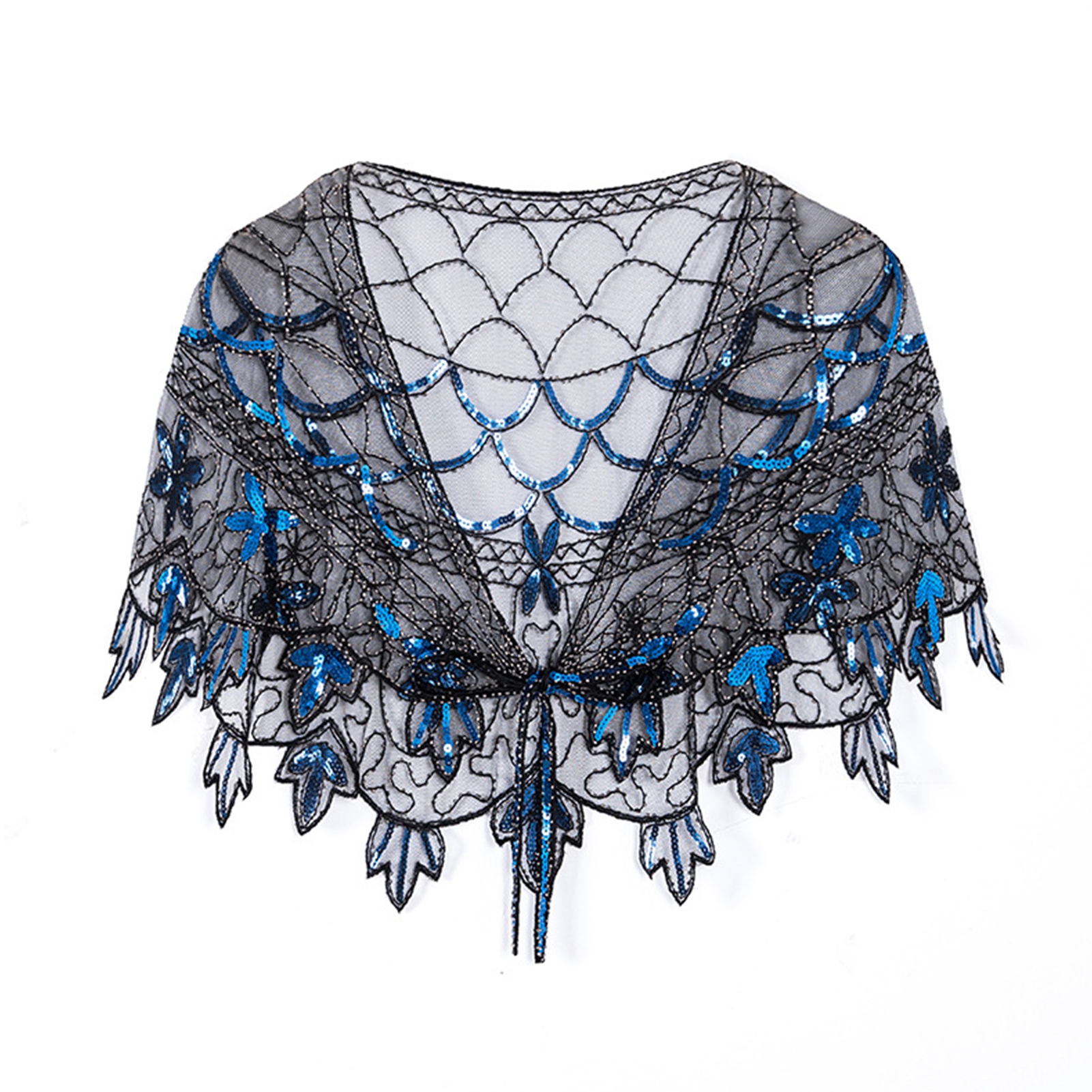 Waroomhouse Women Sequin Shawl Polyester Fabric Shawl Women Shawl ...