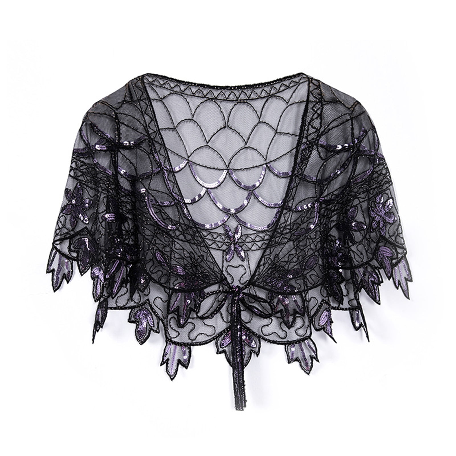Waroomhouse Women Sequin Shawl Polyester Fabric Shawl Women Shawl ...