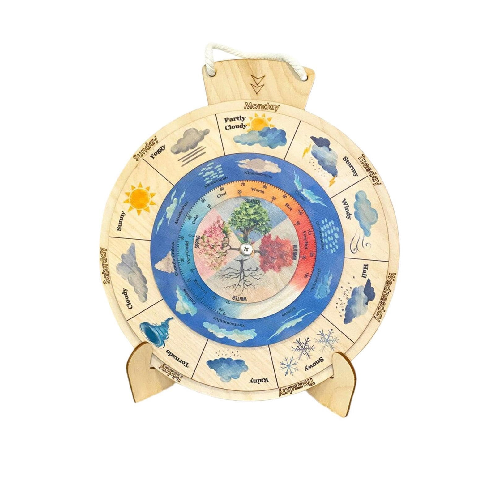 Waroomhouse Wooden Decoration Wooden Weather Calendar Card Circle Four ...