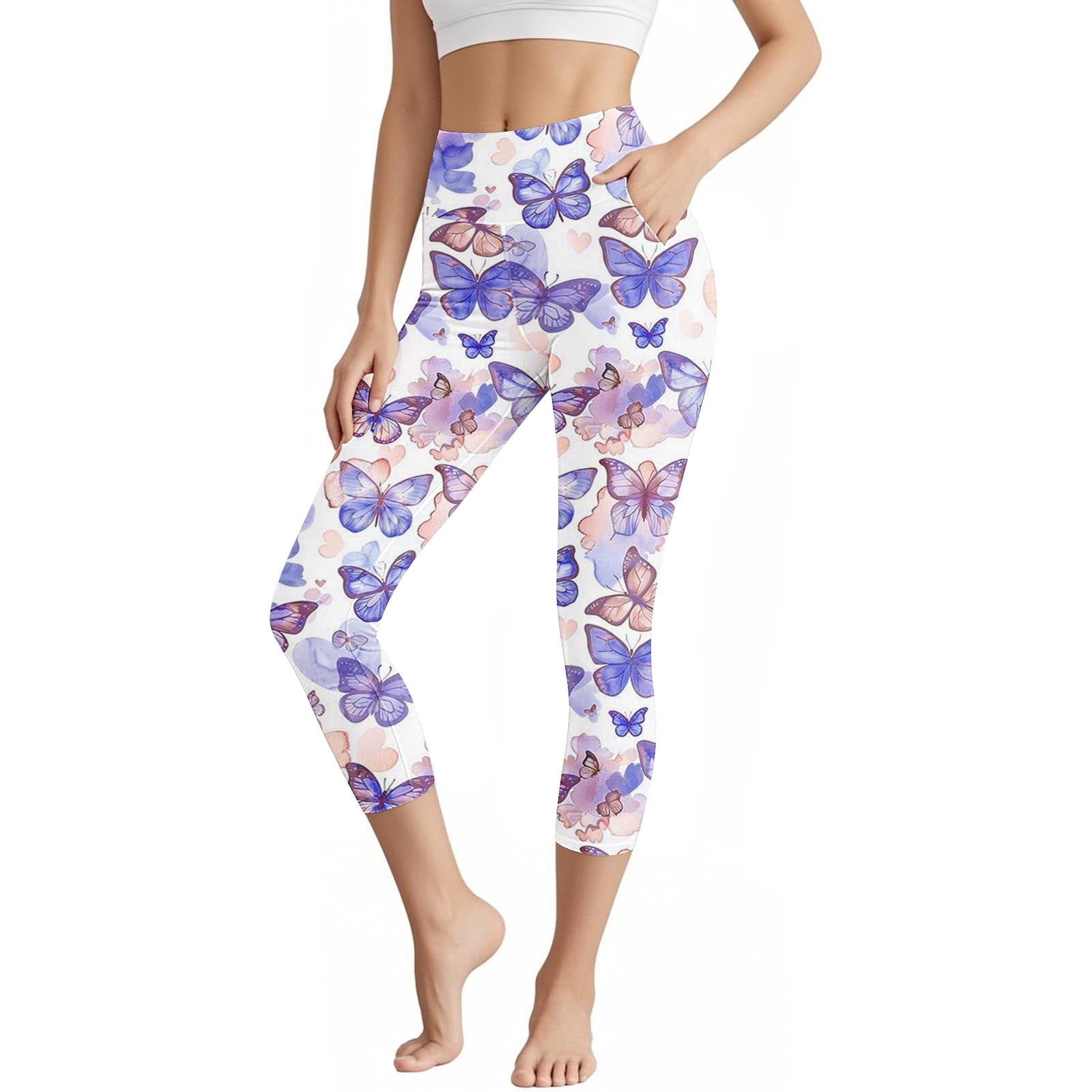 Warop Women's Casual Print Yoga Pants with Stretch, Slim Fit Capris for ...