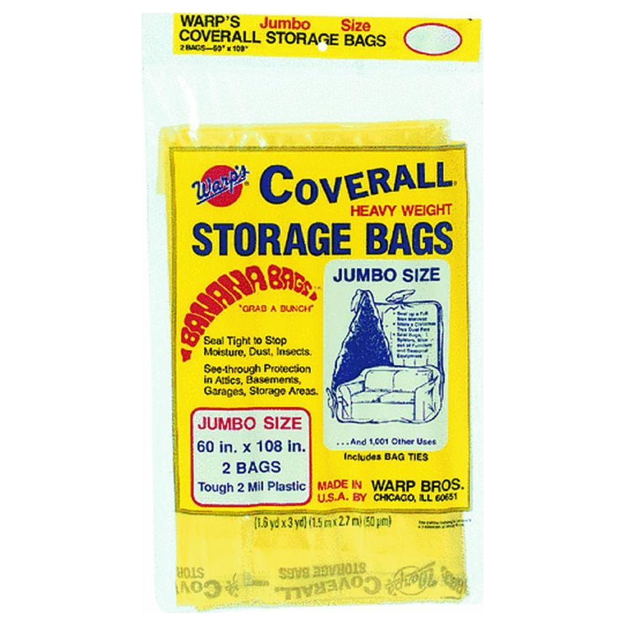 Warp Brothers CB-60 Banana Bags 4-Count Storage Bags, 60-Inch by 108 ...