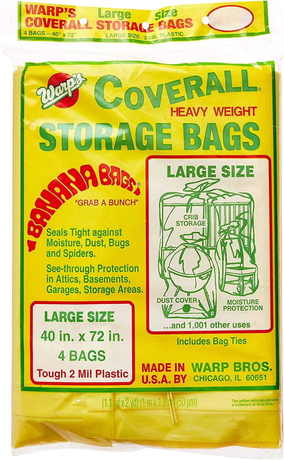 Warp Brothers Set of 3 CB-40 Banana Bags Storage Bags, 40-Inches by 72 ...