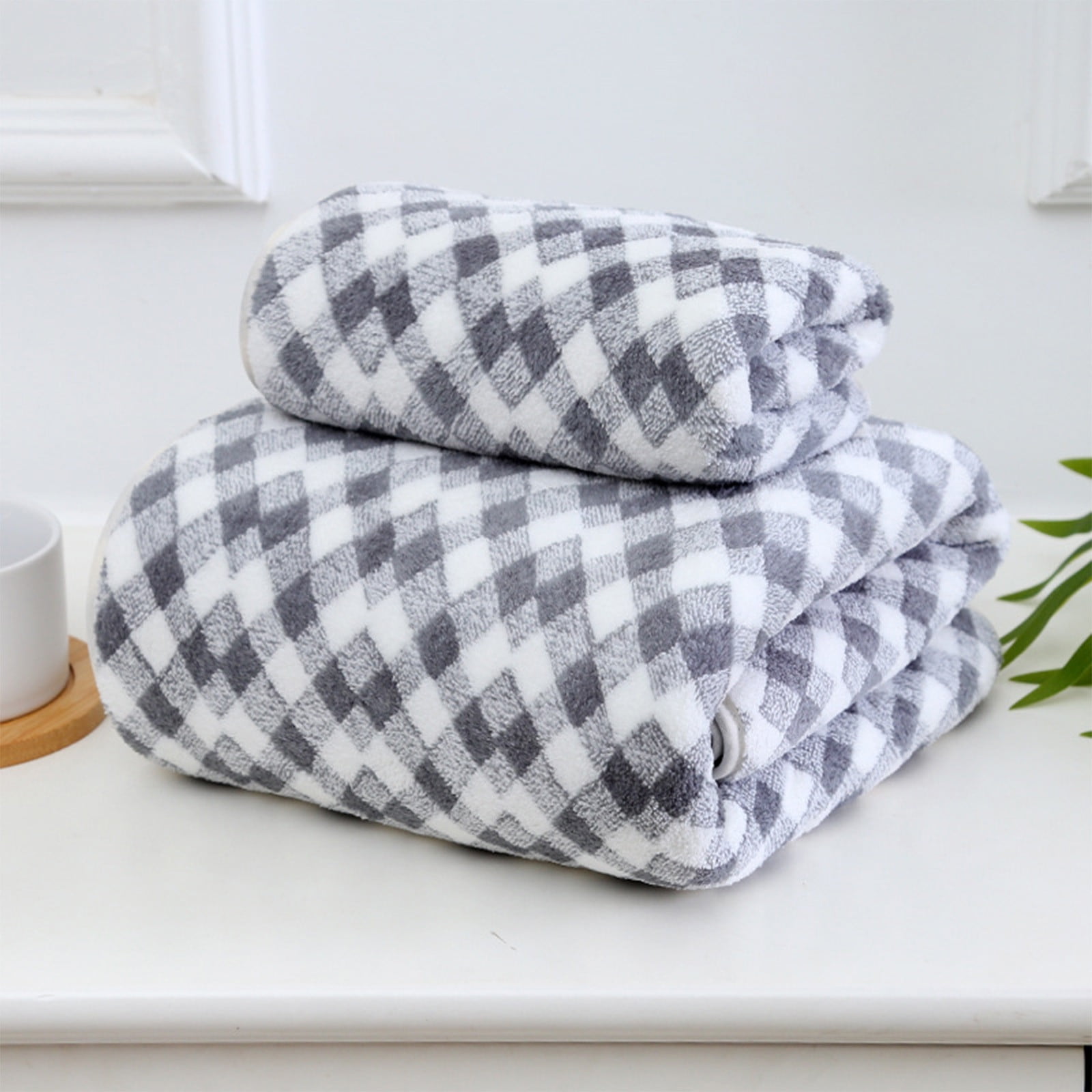 Warp Knit Velvet Towel Set, Soft Absorbent Bath Towels, 100% Polyester ...