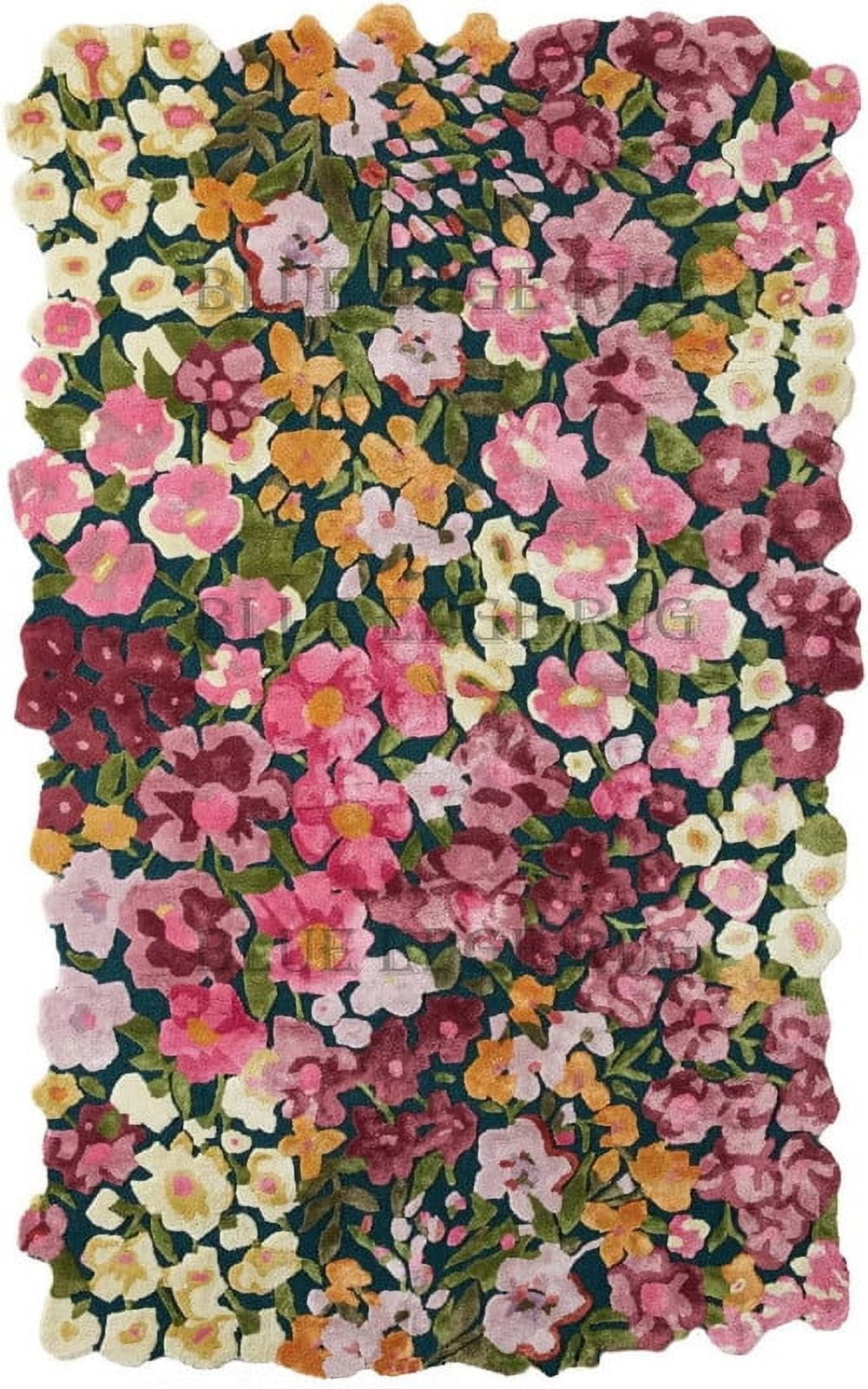 BLUE EDGE RUG Textured Woolen Carpet for Living Room, Bed Room and Hall ...