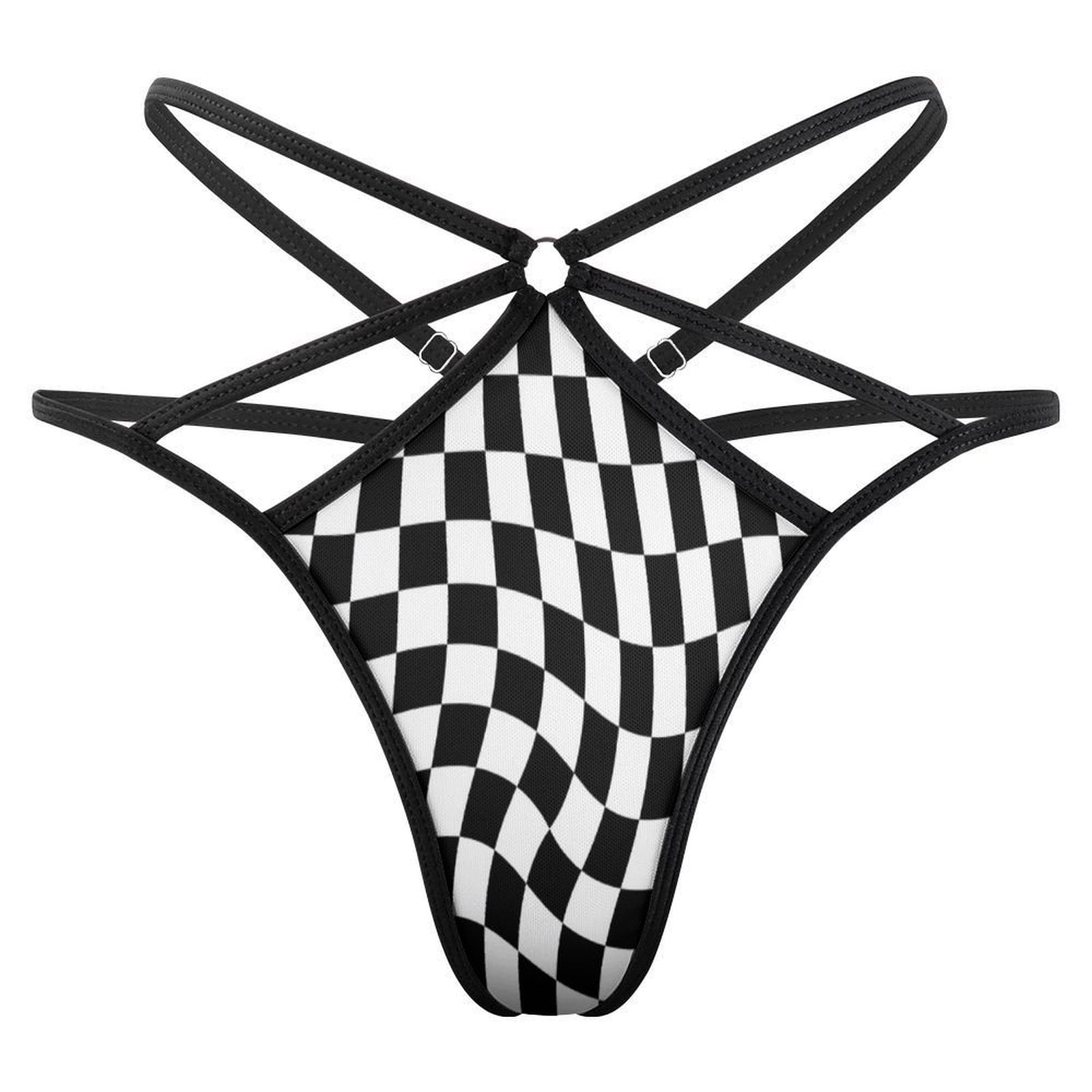 Warped Checkerboard Open Type Women's Panties Crotch Opening G-strings ...