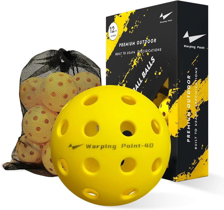 Warping Point Outdoor Pickleball Ball | 40 Holes | 4 Pack, 12 Pack | Meet USAPA Specifications ...