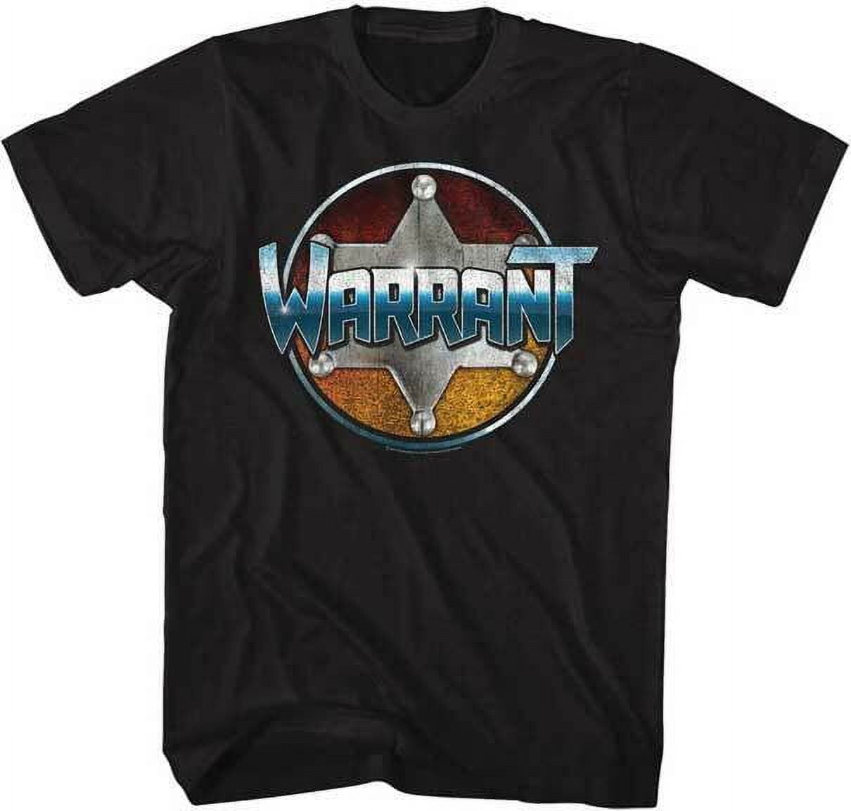 Warrant Band Logo Chrome Sheriff's Badge Men's T Shirt 80's Rock Music ...