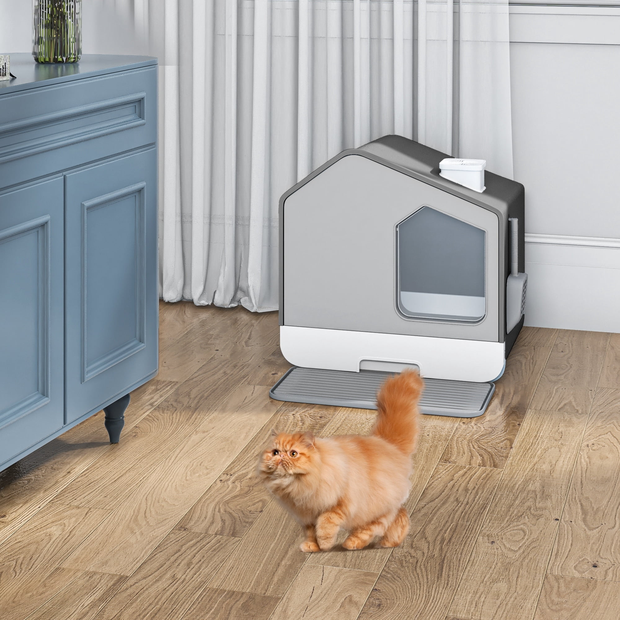 Warranty Company Moasis House-Like Cat Litter Box with Pads Grey ...