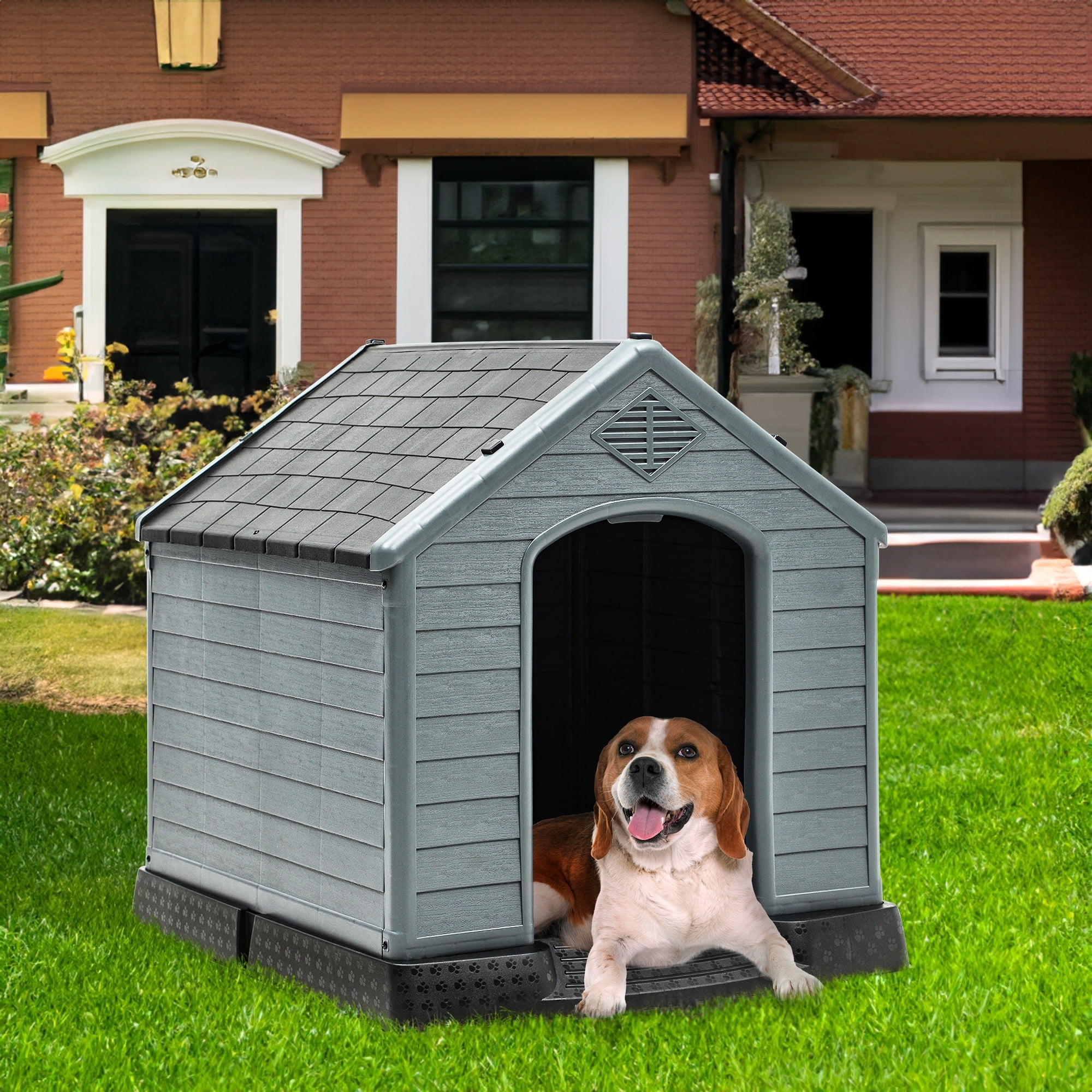 Warranty Company Moasis Large Plastic Waterproof Dog House Large - Grey ...