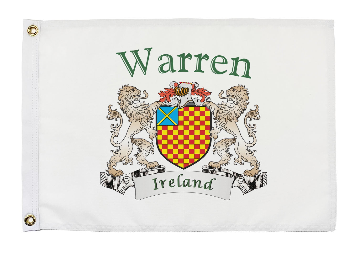 Warren Irish Coat of Arms Small White Flag - 16"x10.5" inches - Walmart.com