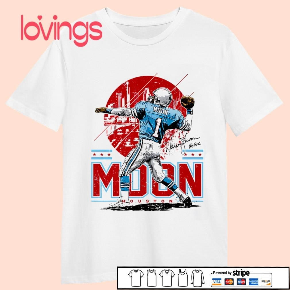 Warren Moon Houston Oilers Quarterback Action Pose Skyline Shirt ...
