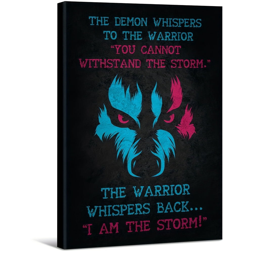 Warrior Am The Storm Inspirational Quote Large Wooden Framed Wall Art ...