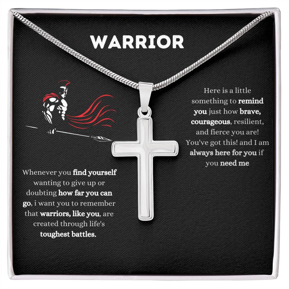 Warrior Cancer - Artisan Cross Necklace - Gift Box & Message Card ...