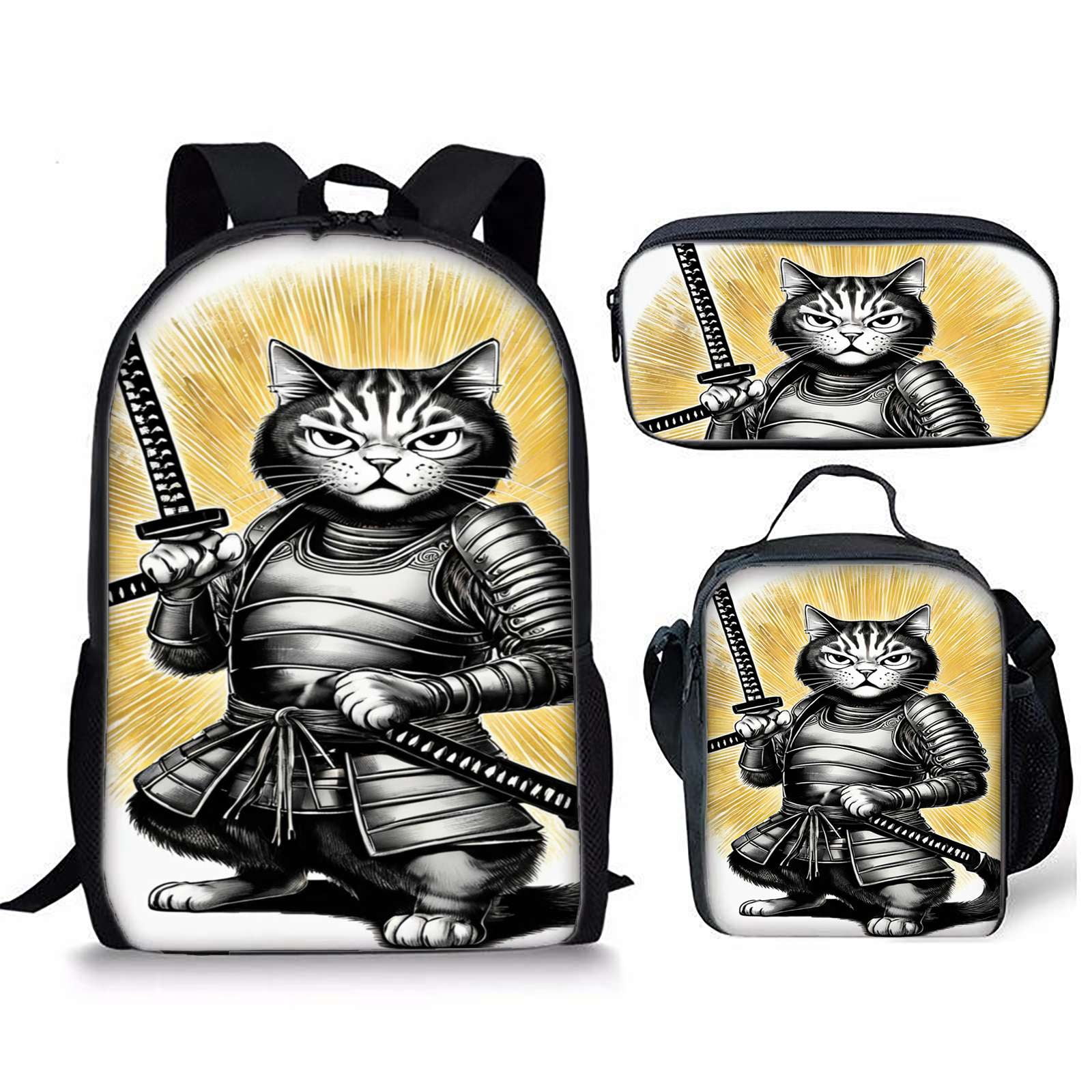 Warrior Cat Sword Art Backpacks Bookbag Bags Rucksack Lunch Bag Pen Bag ...