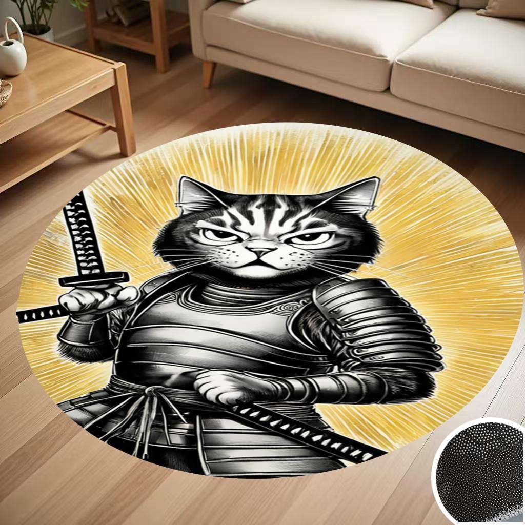 Warrior Cat Sword Art Round Carpet Living Room Bedroom Home Decoration ...