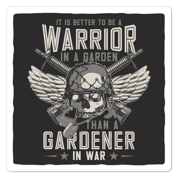 Warrior In A Garden Sticker Indoor Outdoor Phone Decal Water Bottle ...