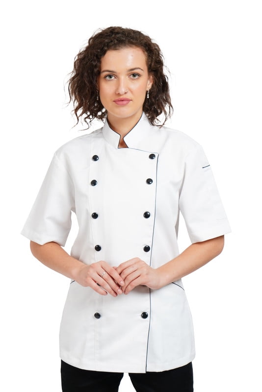 Warrior Point Women's Chef Coat, Short Sleeve Chef Jacket, Uniform for ...