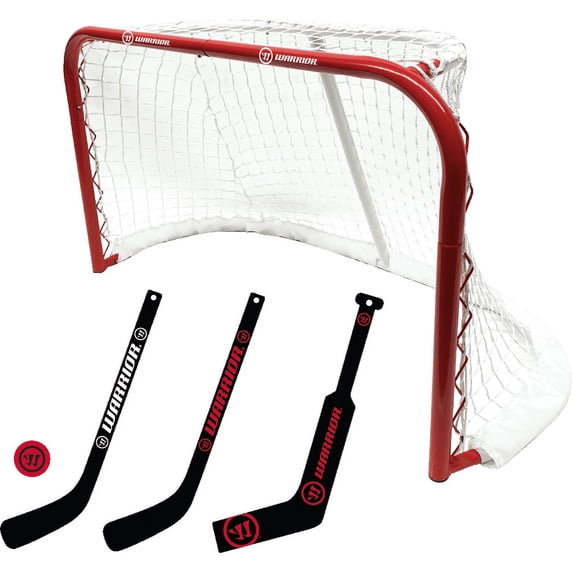 Warrior Pro Mini Metal Hockey Goal Combo Set - 30" Net, 2 Mini Player ...