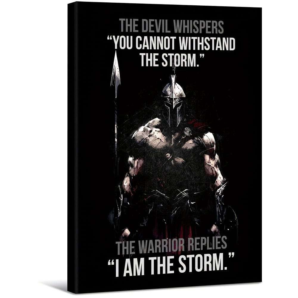 Warrior'S Response To Devil'S Whisper Large Wooden Framed Wall Art Home ...