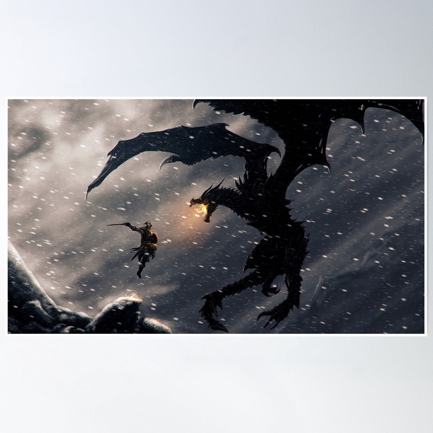 Warrior Slaying A Dragon Poster Wall Art, Modern Wall Decor, 12x18 ...