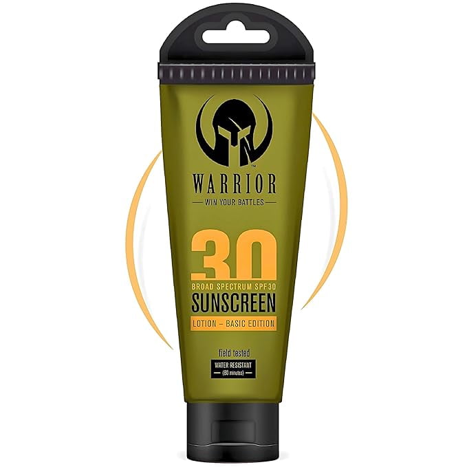 Warrior Sunscreen SPF 30 Lotion - Water & Sweat Resistant Body Lotion ...