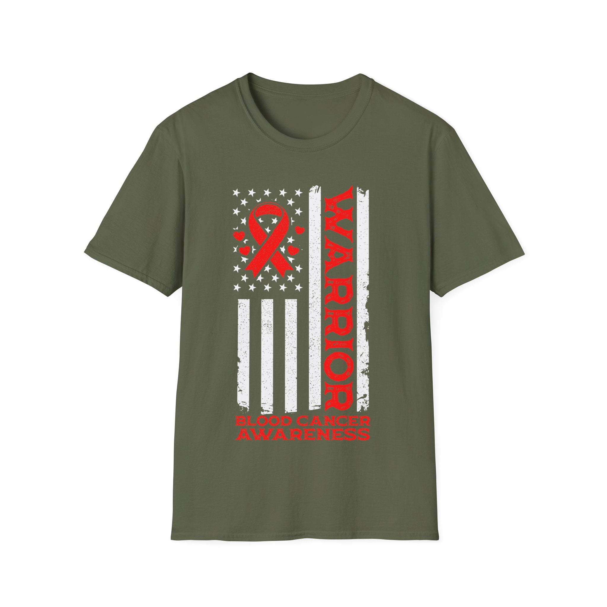 Warrior USA Flag Blood Cancer Awareness Month Red Ribbon TShirt ...
