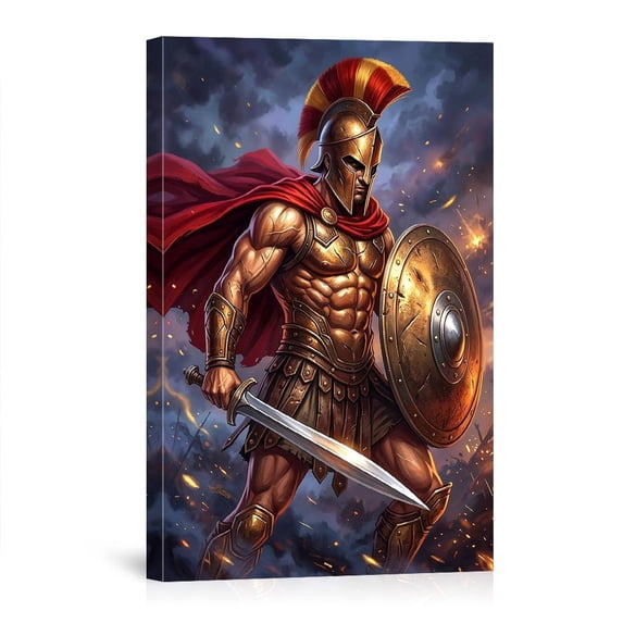 Warrior With Sword And Shield Ancient Greek Mythology For Living Room ...