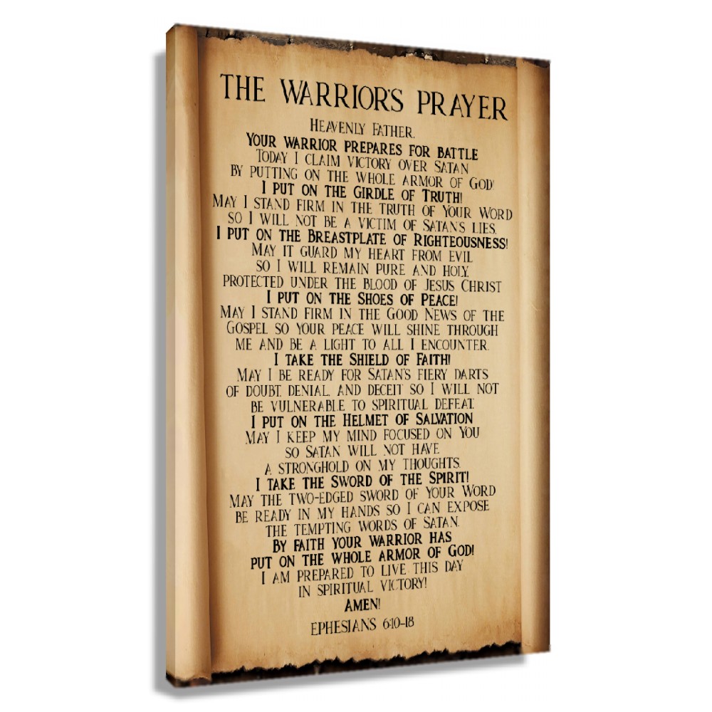 Warrior of God Prayer Ephesians 6 10–18 Bible Verse Wall Art Vintage ...