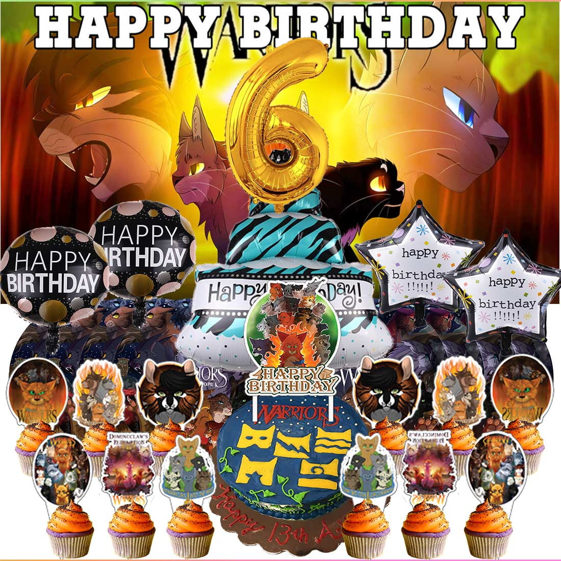 Warriors Cats 6th Tableware Balloons Cake Toppers Backdrop Banner ...