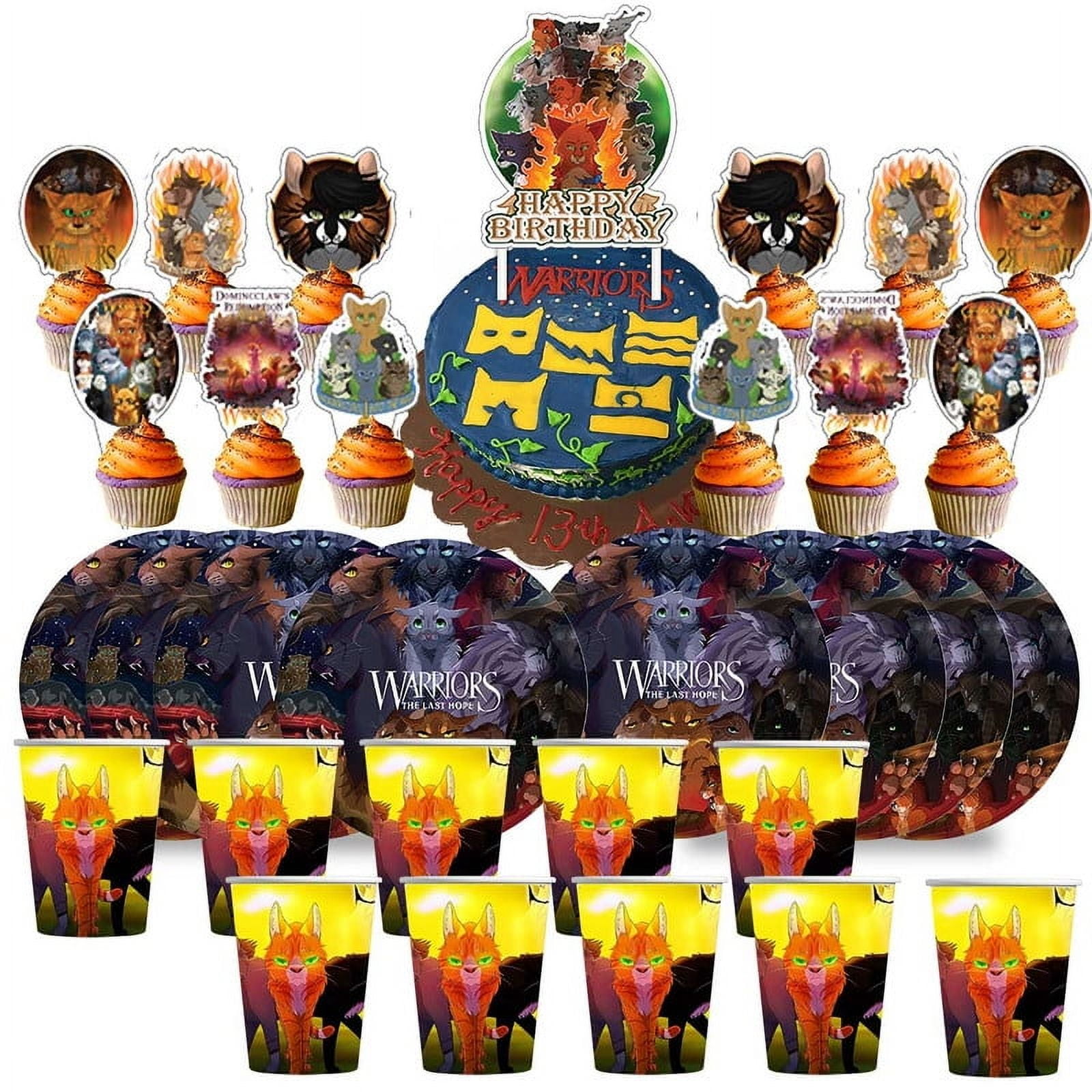 Warriors Cats Birthday Cups Party Supplies Plates Fans Decorations Cake ...