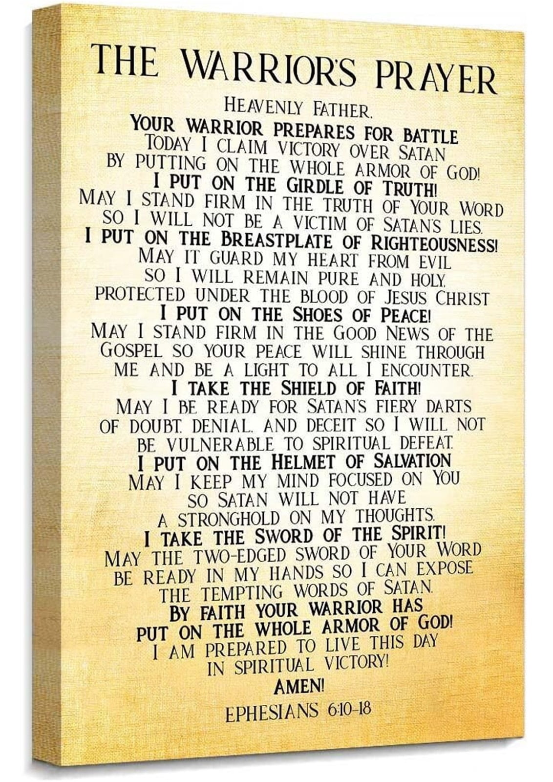 The Warriors Prayer Wall Art poster Ephesians 6 1018 Bible Verse Poster ...