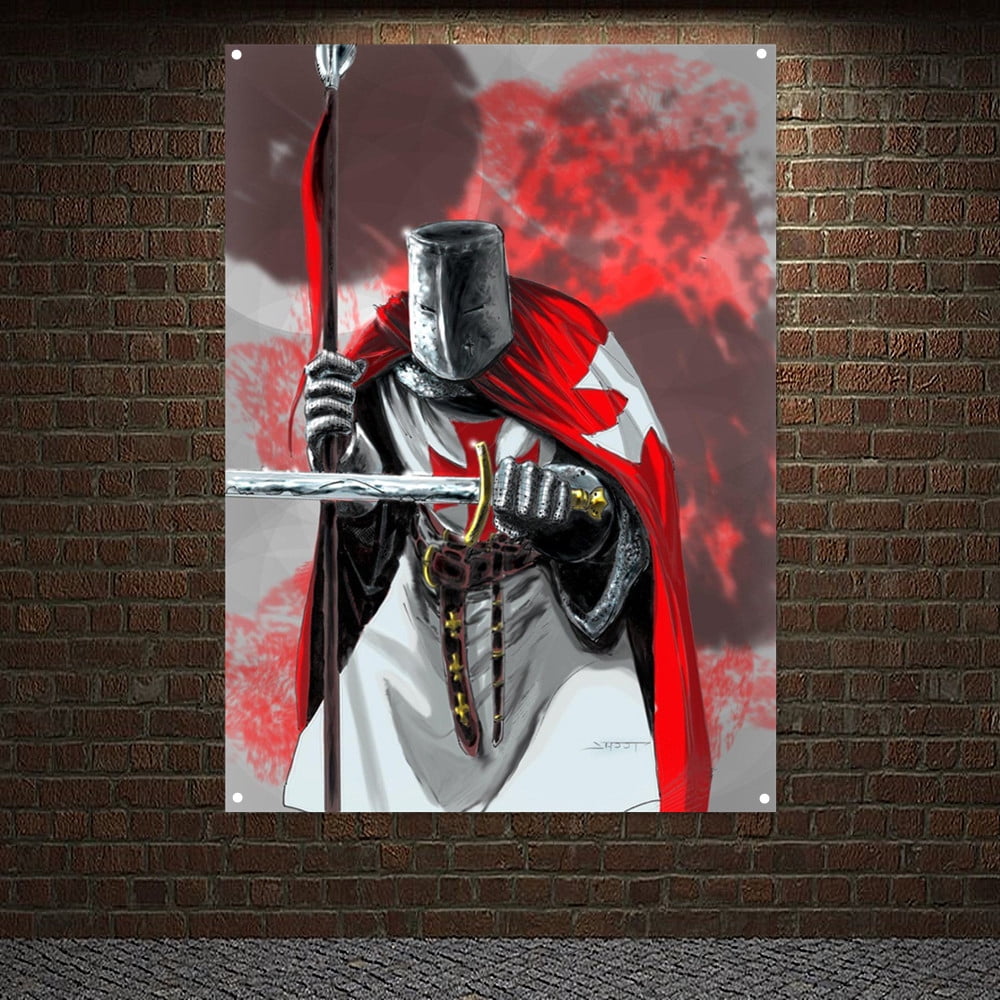 Warriors of christ Military Art Banner Wall Hanging Flag Knights ...