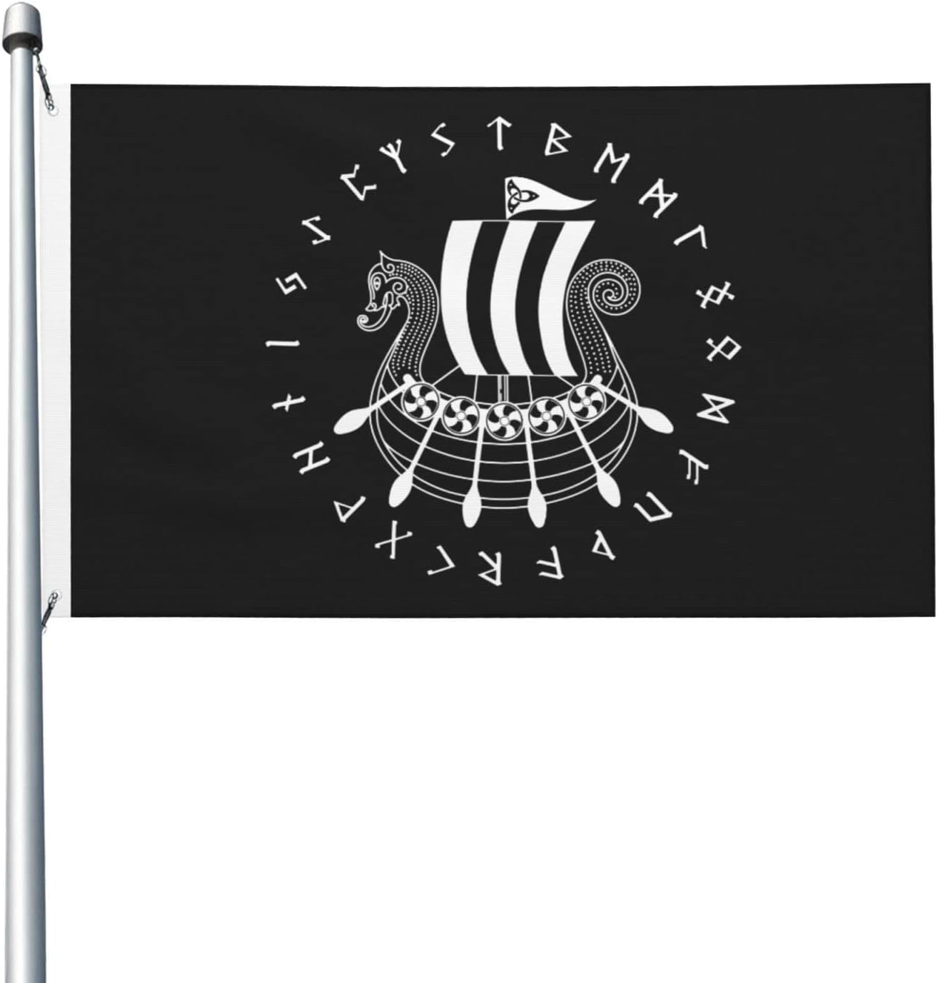 Warship Of The Vikings Nordic Runes Flag 3x5 Ft Outdoor Decoration ...