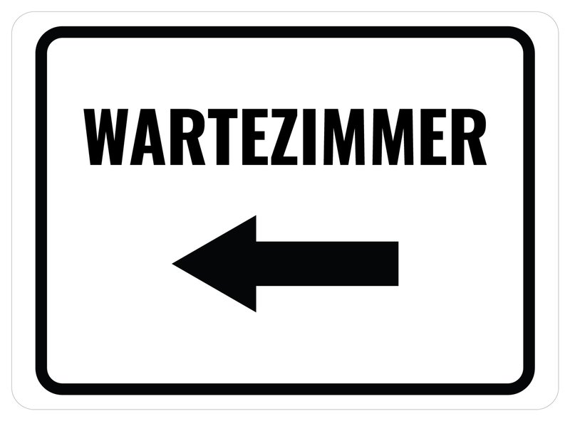 Wartezimmer Waiting Room With Left Arrow German Retro Vintage Sign Home ...